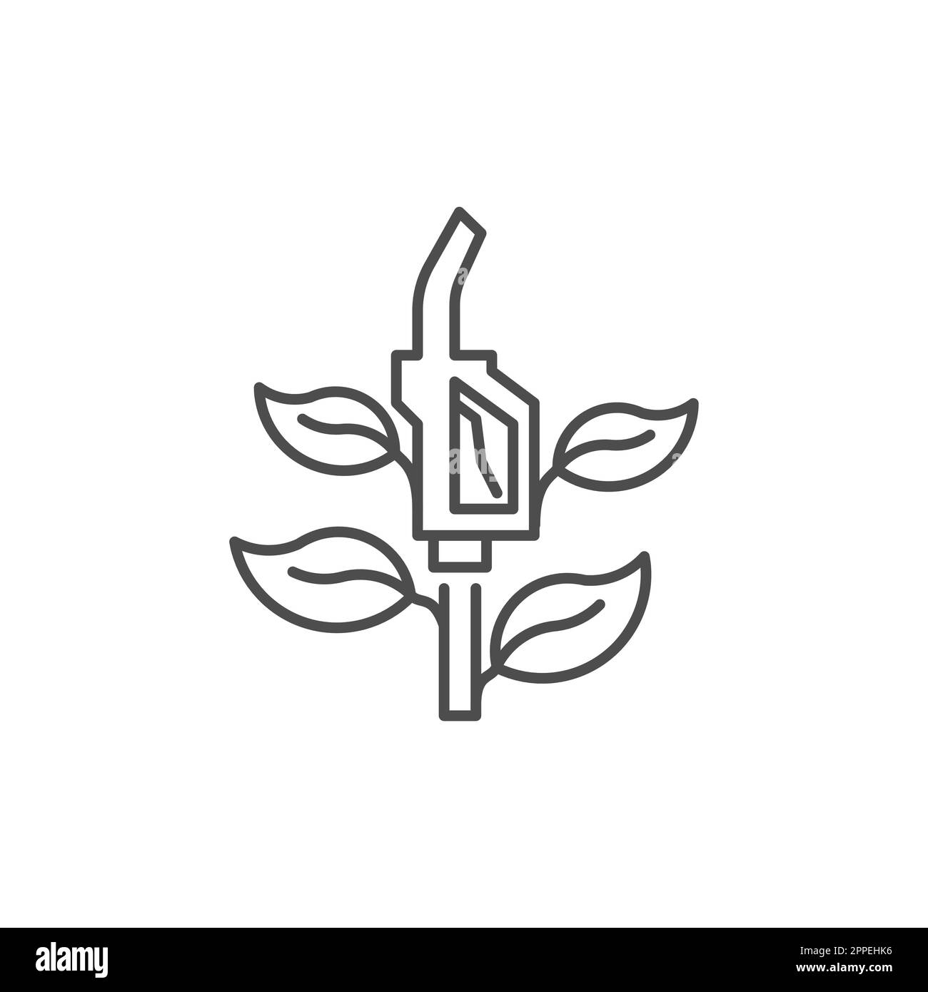 Biodiesel related vector linear icon. Gas gun wit leaf. Alternative ...