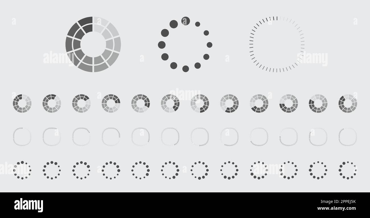 Circular Loading Buffering Icons Vector Set Video Ready for Animation Gif All Keyframes Frames ...