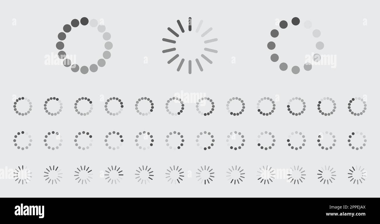 Circular Loading Buffering Icons Vector Set Video Ready for Animation Gif All Keyframes Frames ...