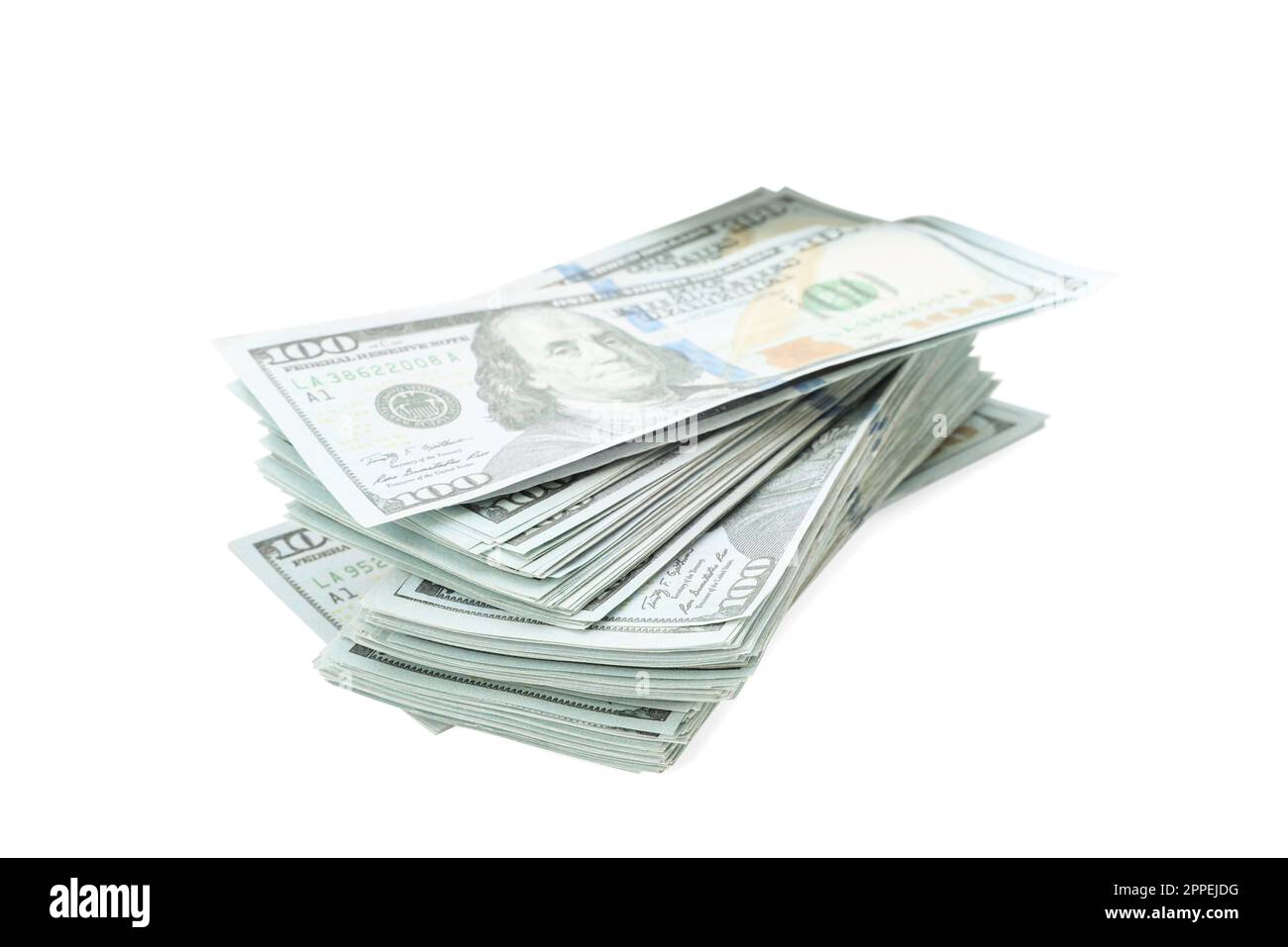 Dollar banknotes isolated on white. American national currency Stock ...