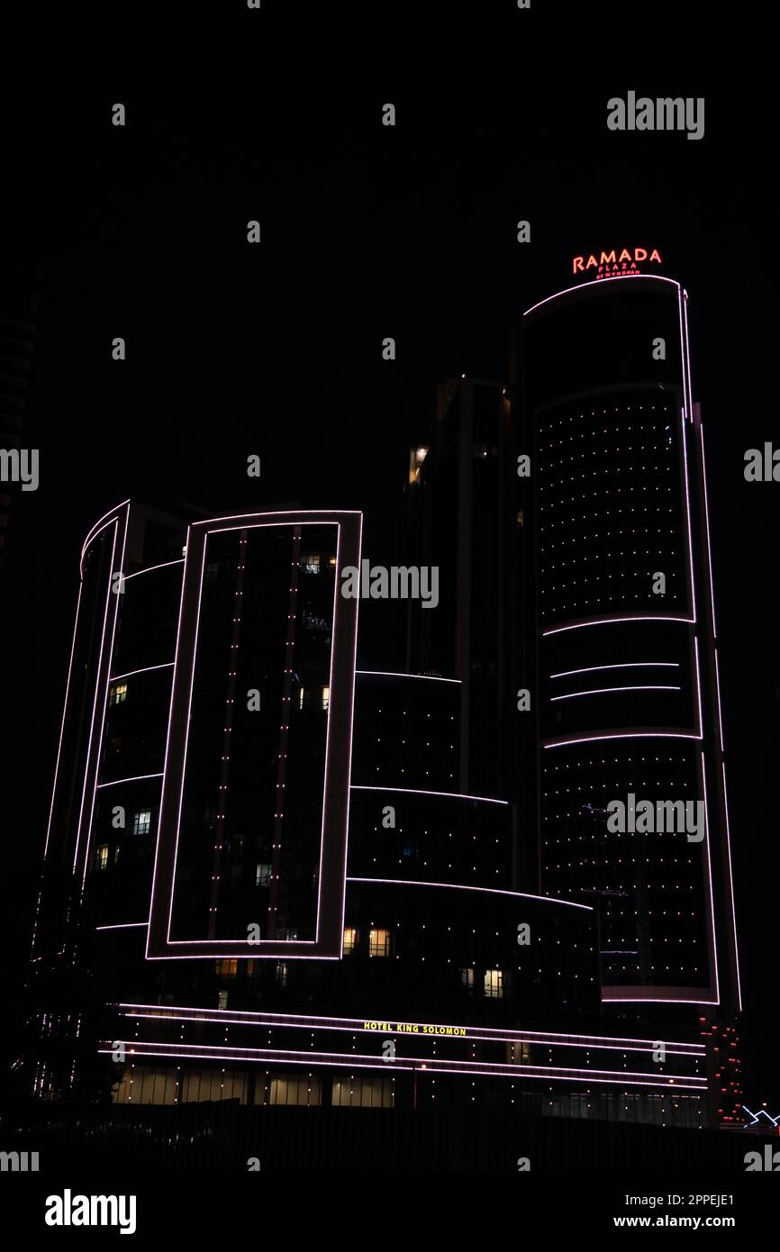 BATUMI, GEORGIA - JUNE 09, 2022: Night cityscape with illuminated ...