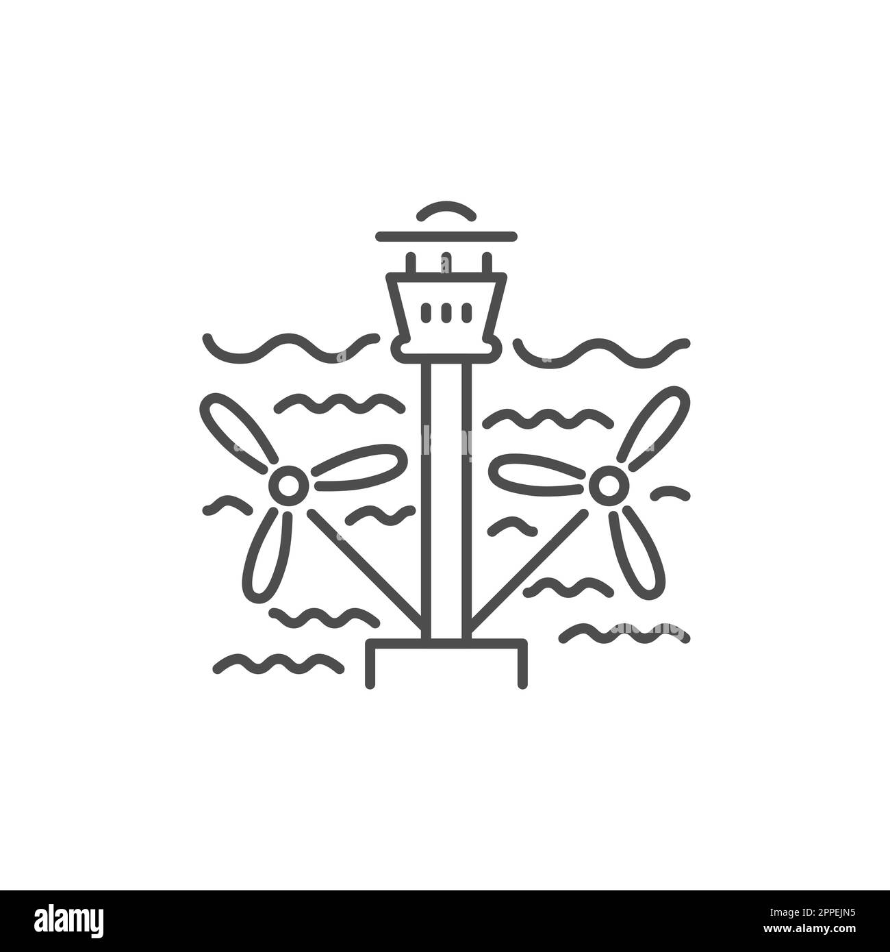 Tidal energy related vector linear icon. Hydropower resource. Vector ...