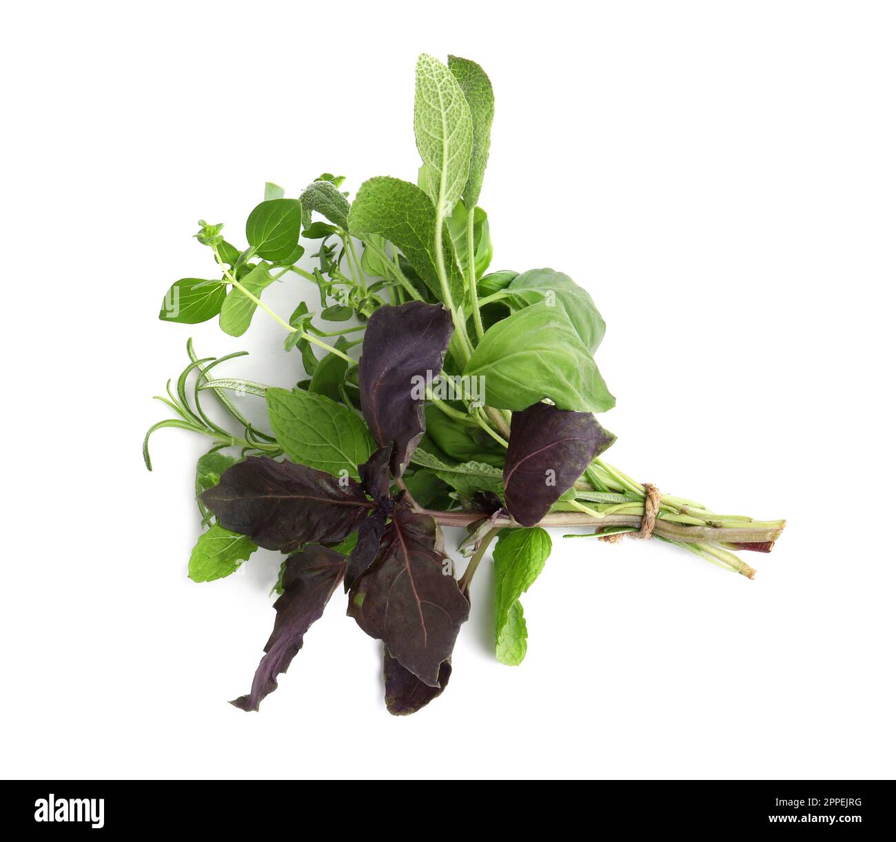 Bunch of fresh aromatic herbs on white background Stock Photo - Alamy
