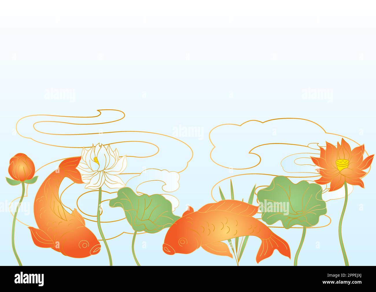 Oriental fish and lotus illustration. Chinese and japanese traditional ...