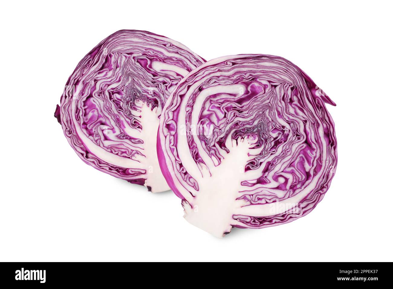 Halves of fresh ripe red cabbage on white background Stock Photo - Alamy