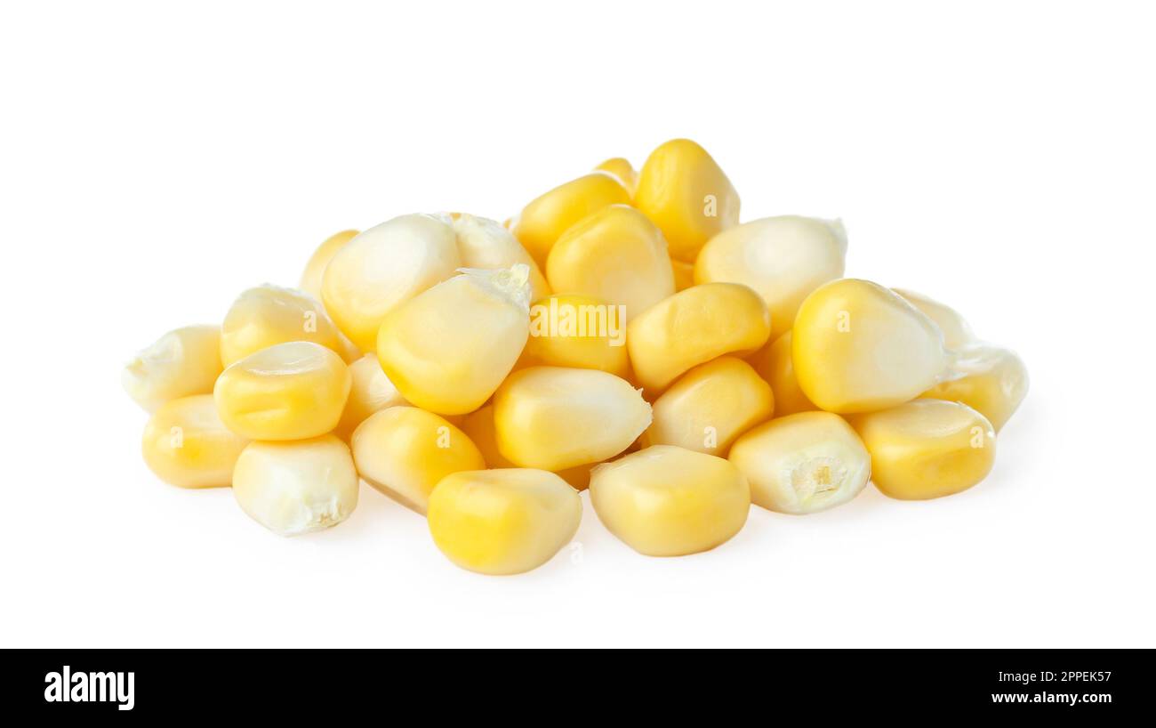 Pile of tasty fresh corn kernels on white background Stock Photo - Alamy