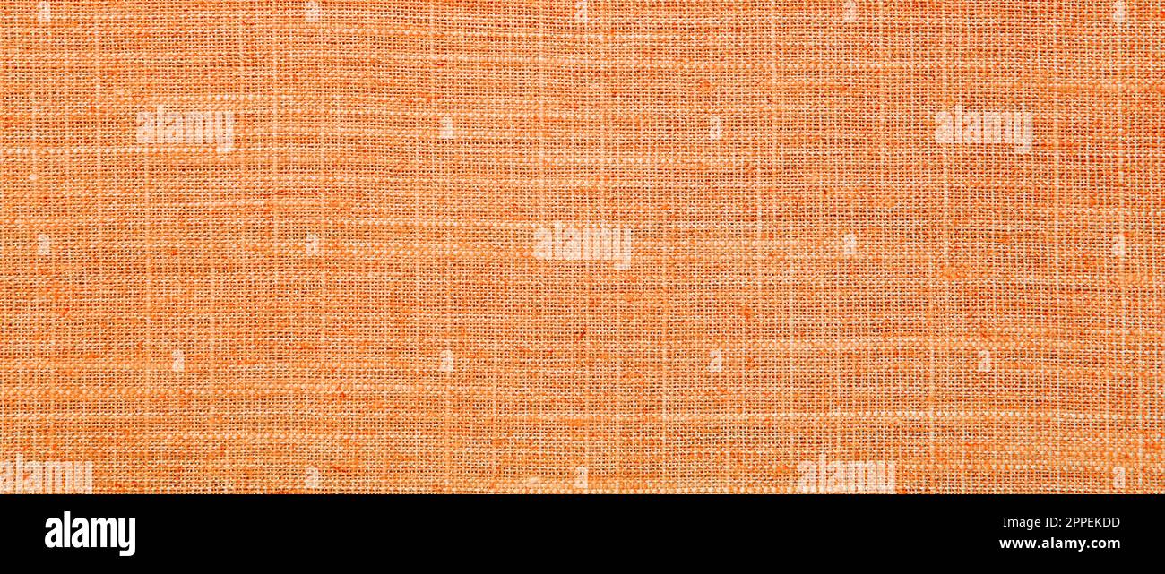 Texture of orange burlap fabric as background, top view. Banner design ...