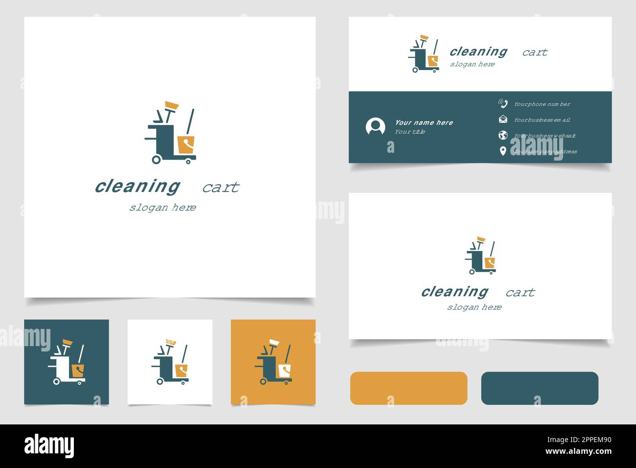Cleaning cart logo design with editable slogan. Branding book and ...