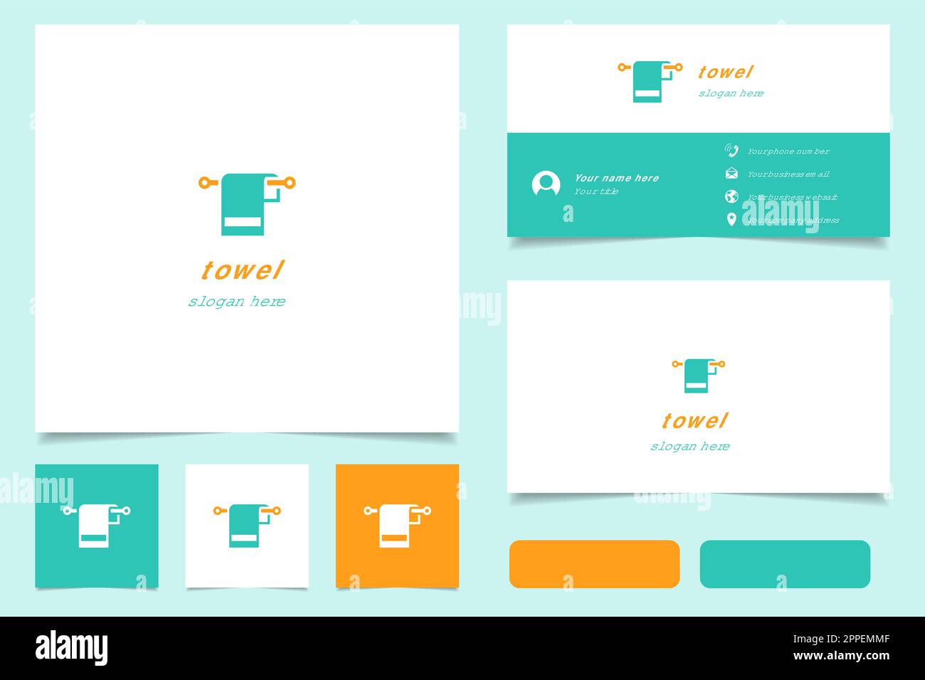 Towel logo design with editable slogan. Branding book and business card ...