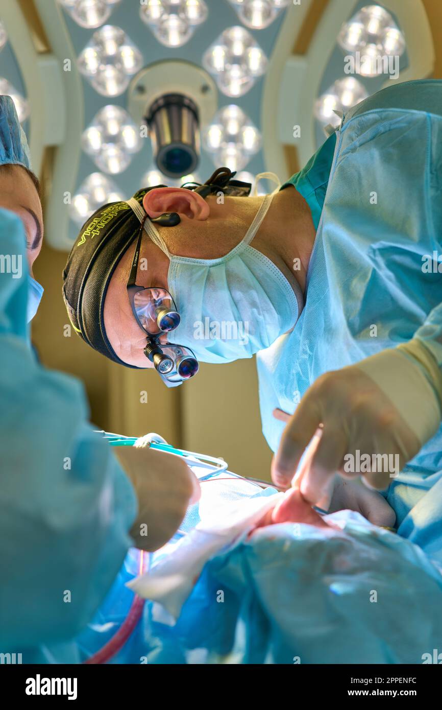 plastic surgeon operates on a patient in the operating room Stock Photo ...