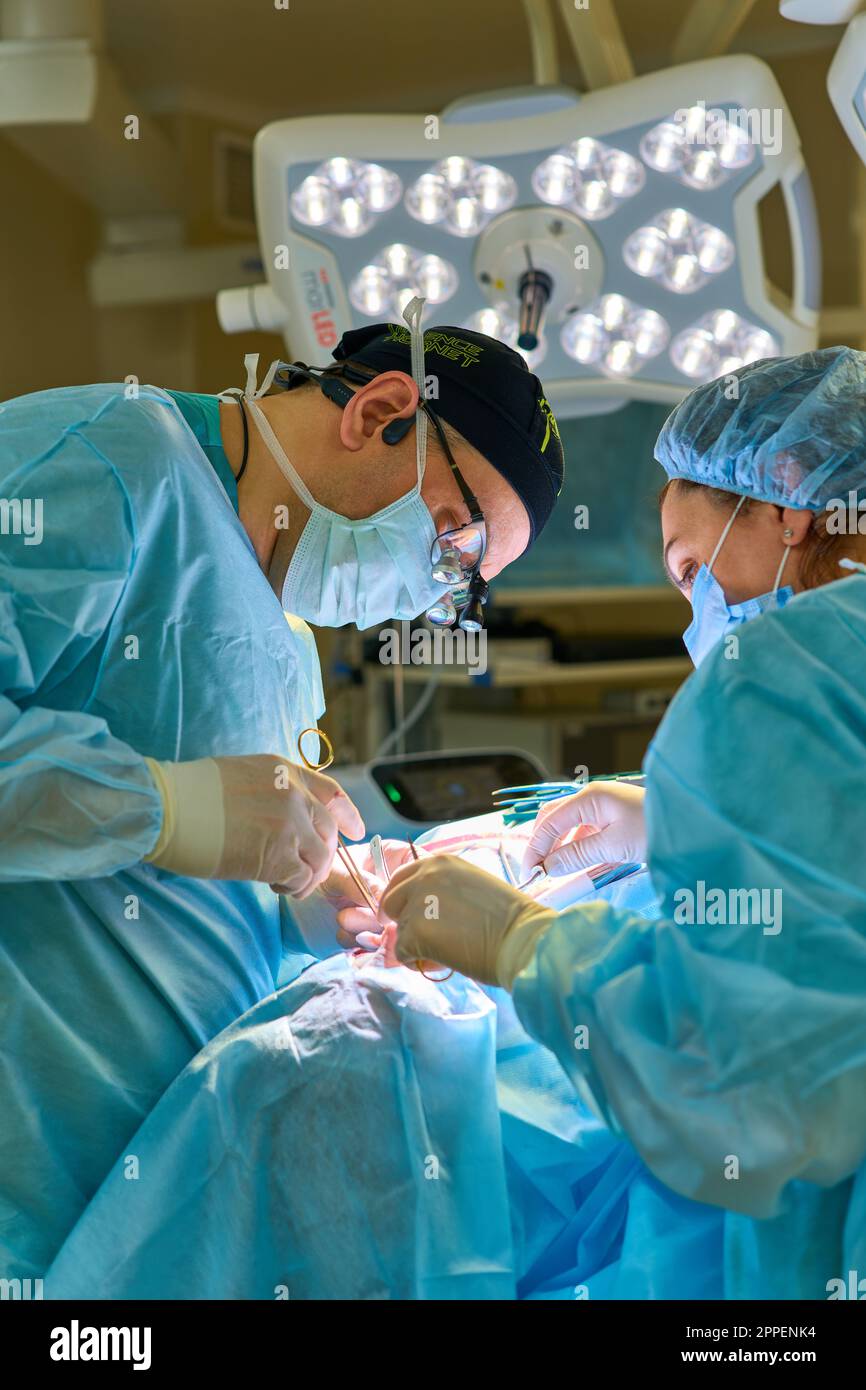 plastic surgeon operates on a patient in the operating room Stock Photo ...