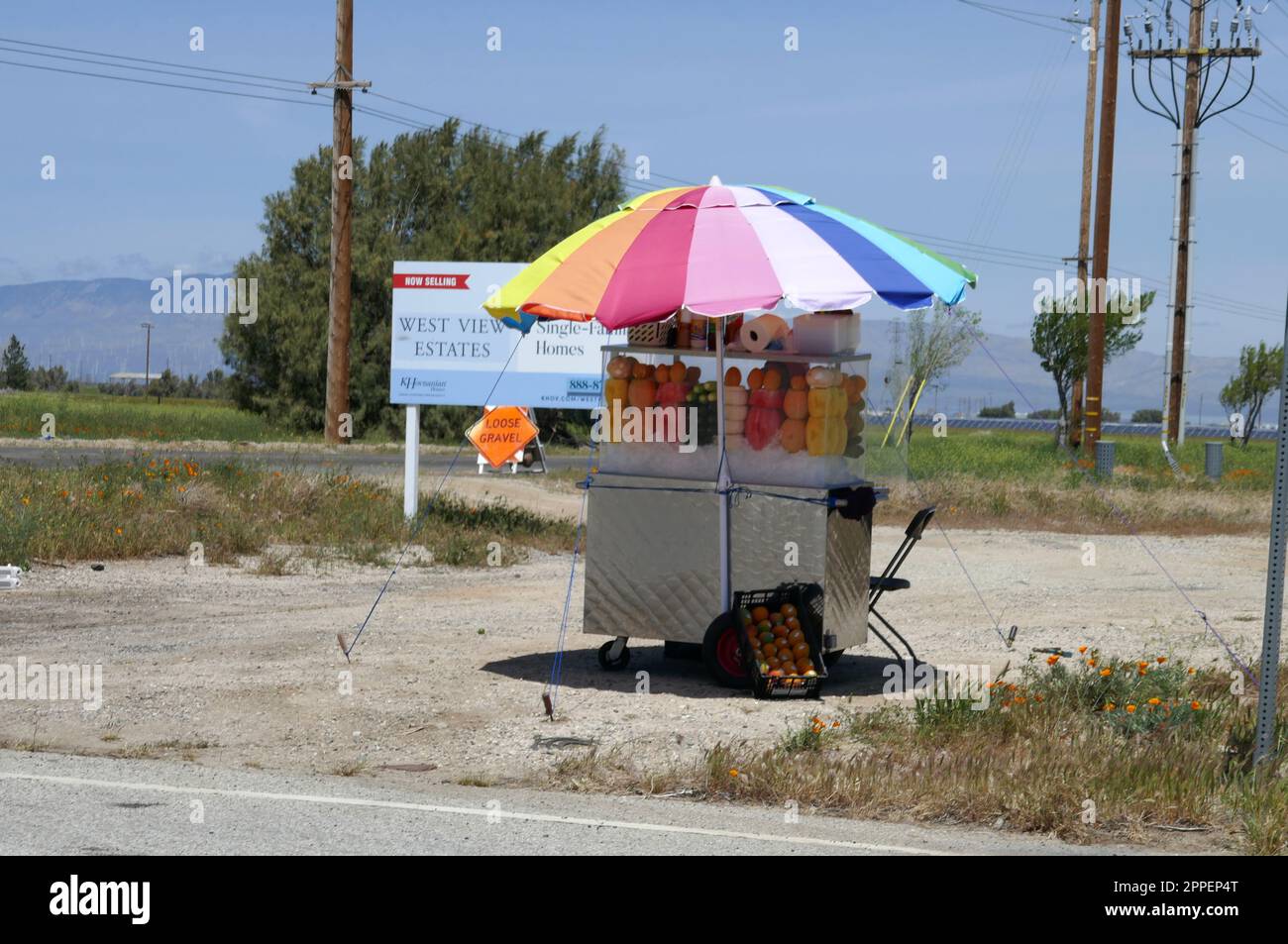 Los Angeles, California, USA 23rd April 2023 Roadside Fruit Stand in ...