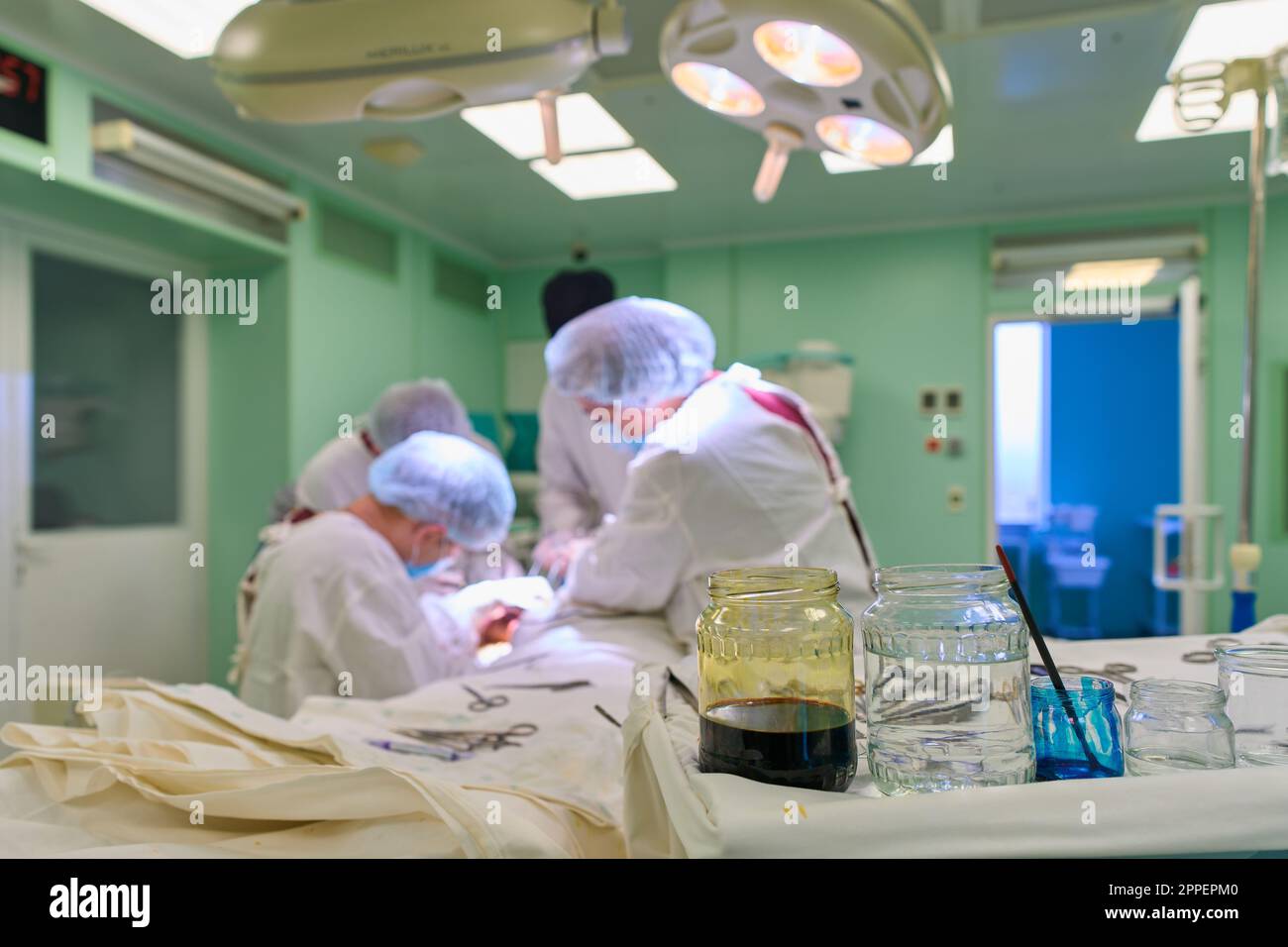 plastic surgeon operates on a patient in the operating room Stock Photo ...