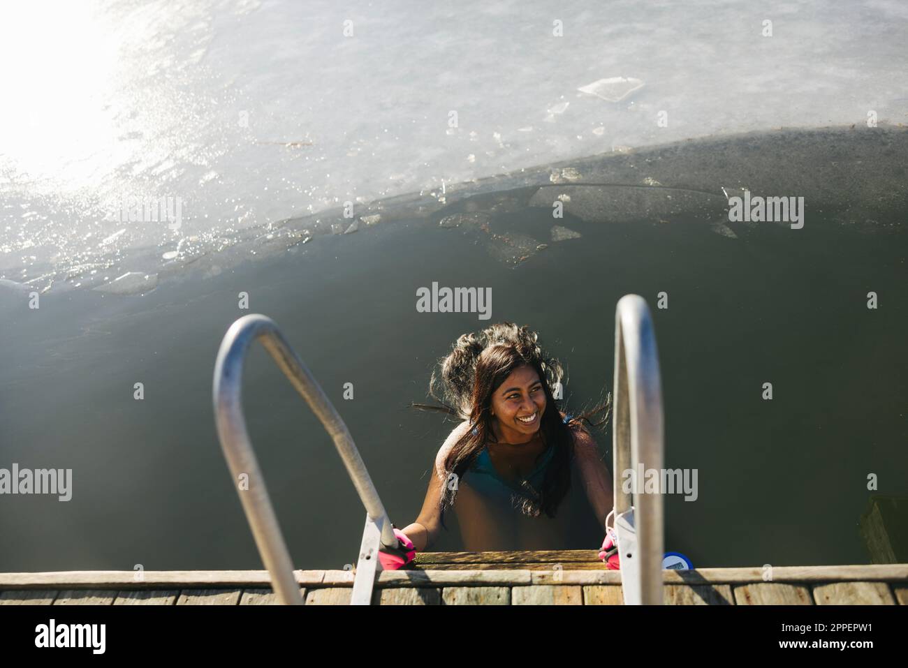 Woman cold water swimming lake hi-res stock photography and images - Alamy