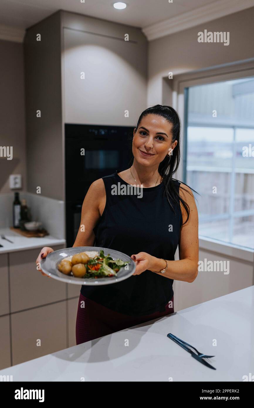 Mature woman plate healthy food hi-res stock photography and images - Alamy