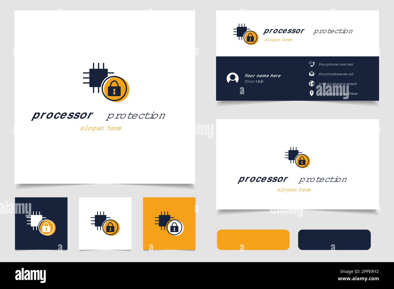 Processor protection logo design with editable slogan. Branding book ...