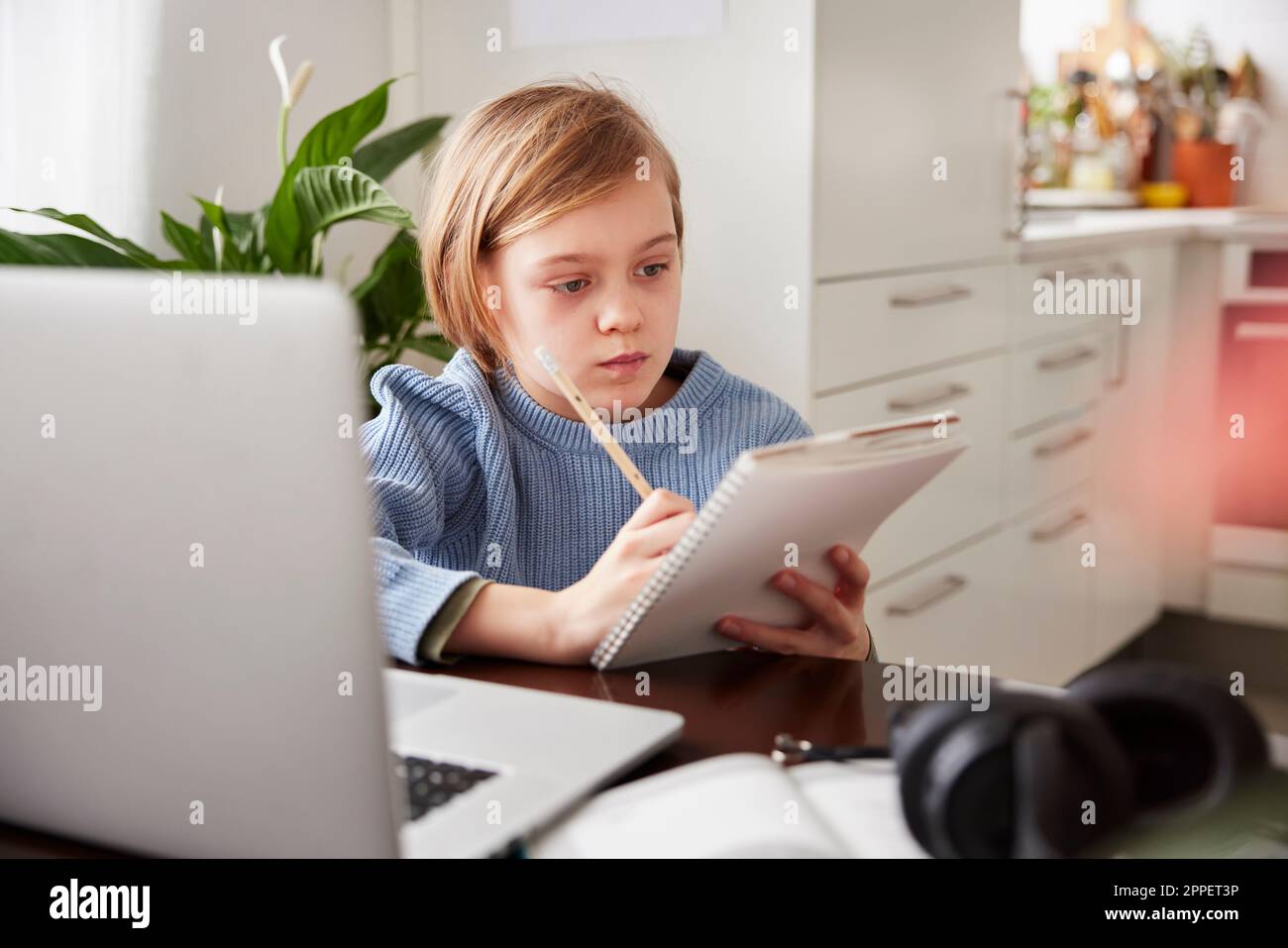 Girl doing homework at home Stock Photo - Alamy