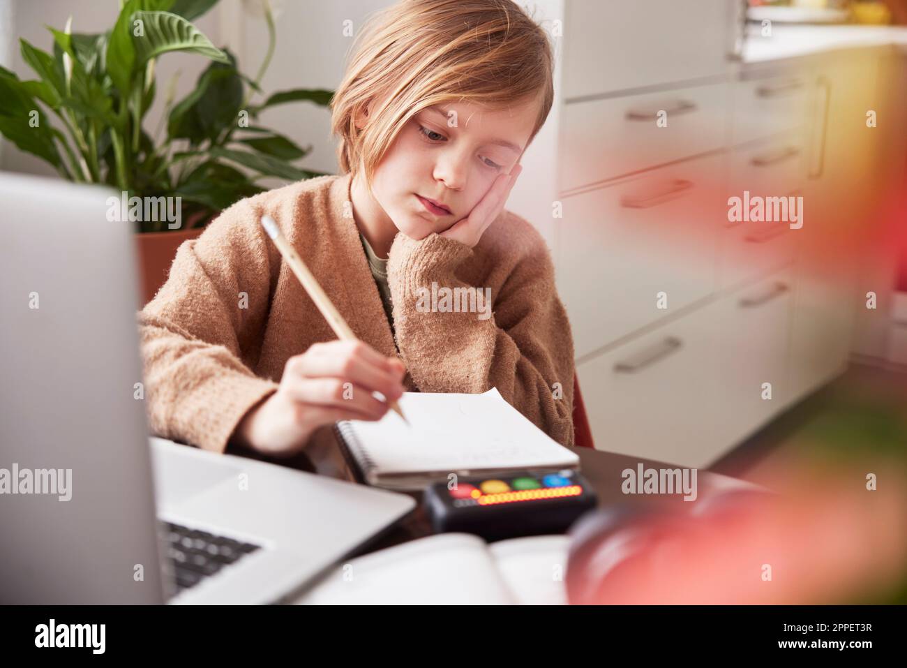 Girl doing homework at home Stock Photo - Alamy