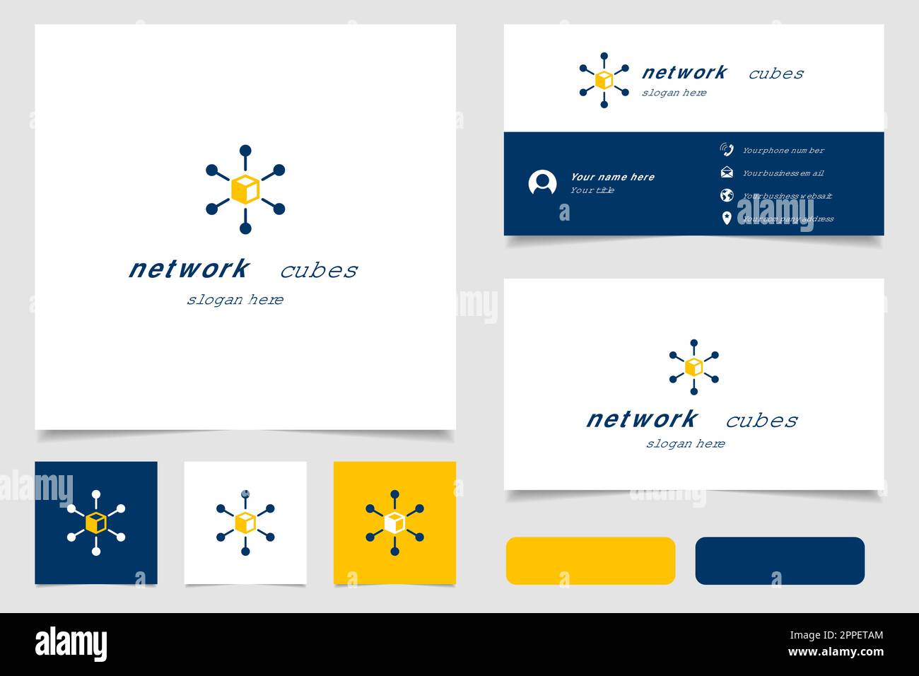 Network cubes logo design with editable slogan. Branding book and ...