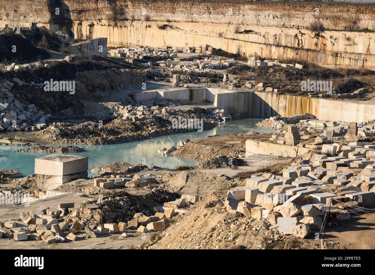 Tivoli. Lazio. Italy. Travertine quarry along the via Tiburtina, the ...