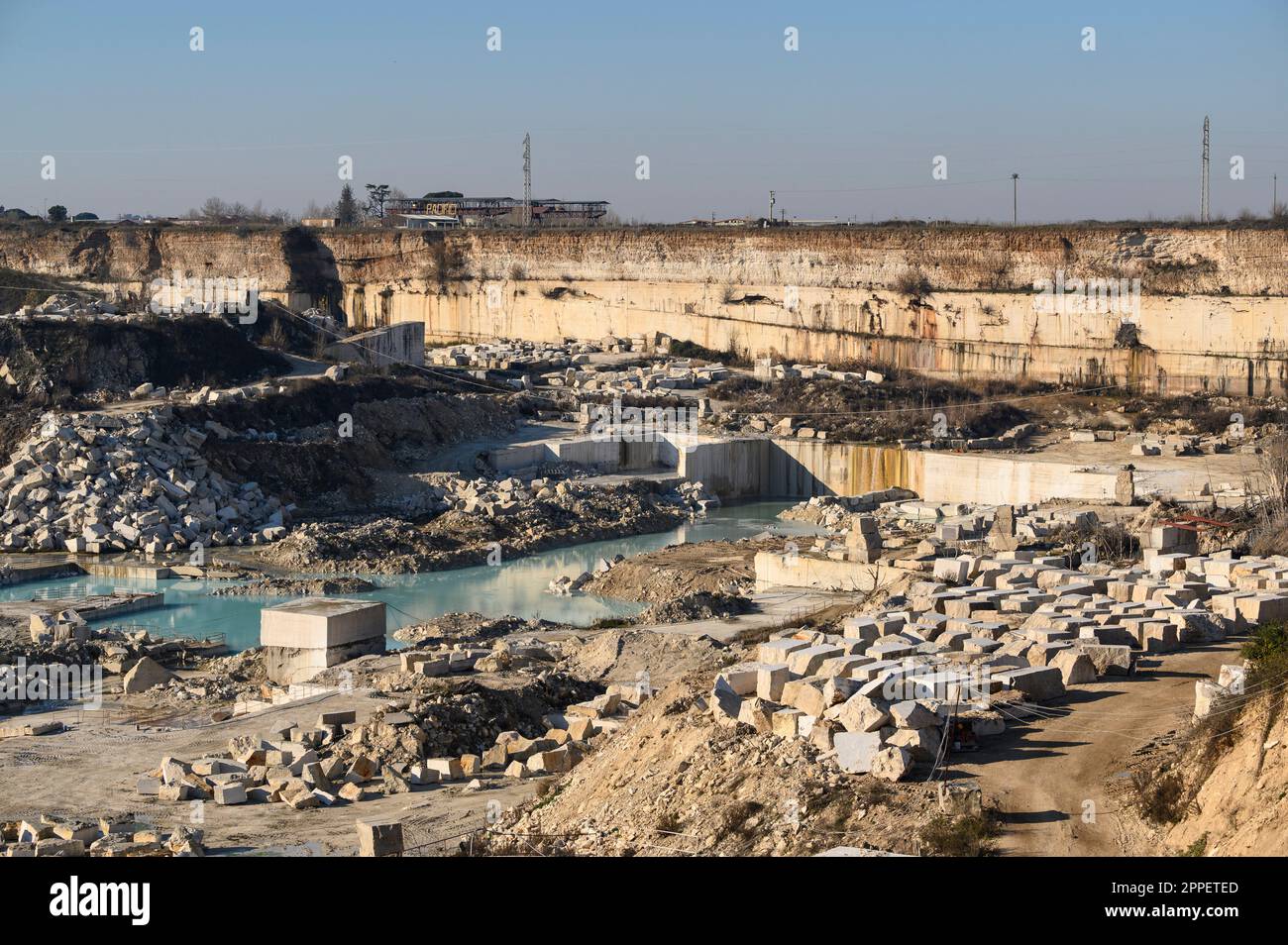 Tivoli. Lazio. Italy. Travertine quarry along the via Tiburtina, the ...