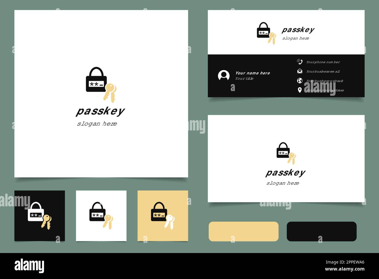 Passkey logo design with editable slogan. Branding book and business card template Stock Vector ...