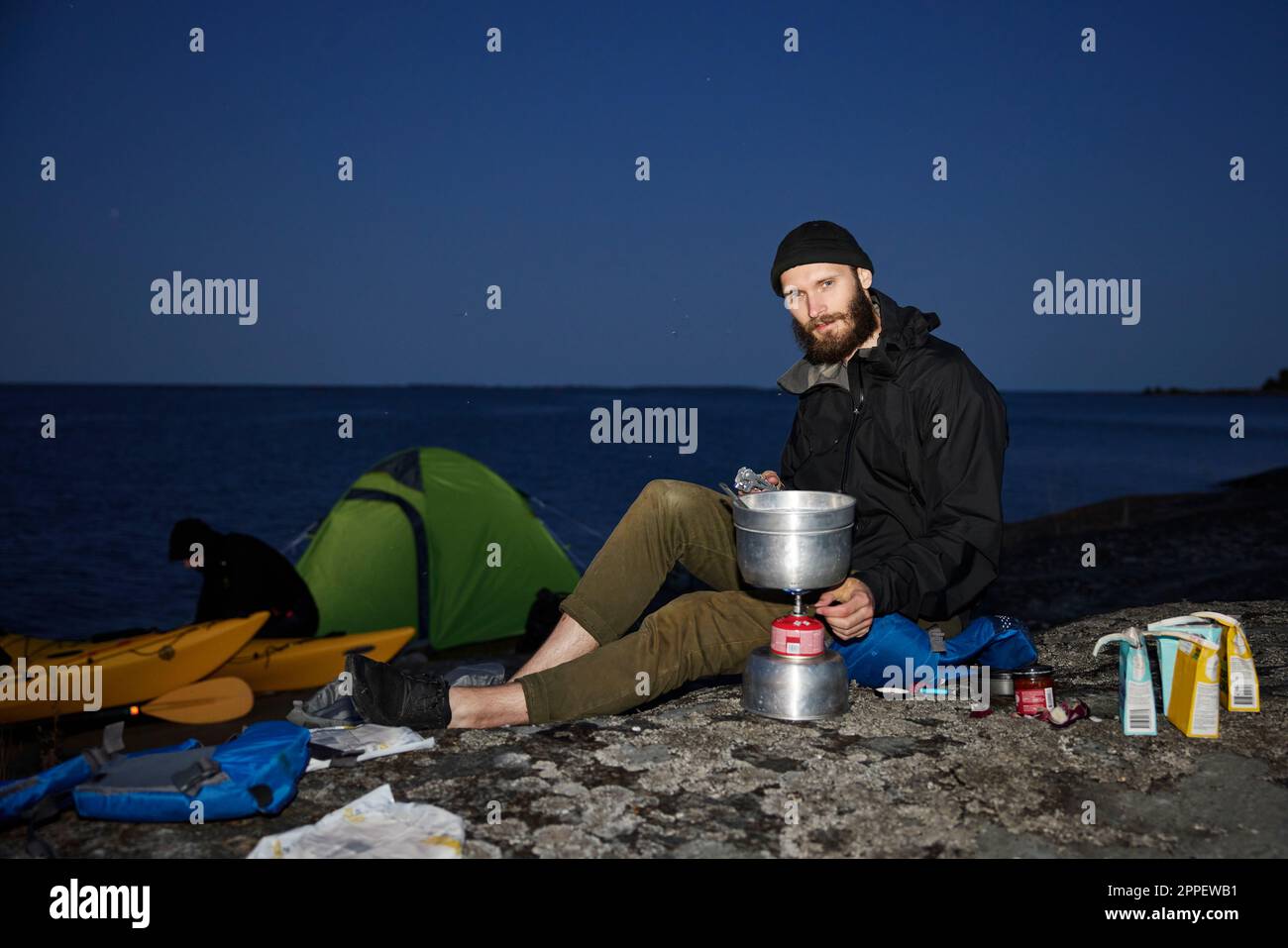 View of tourist camping at sea Stock Photo - Alamy