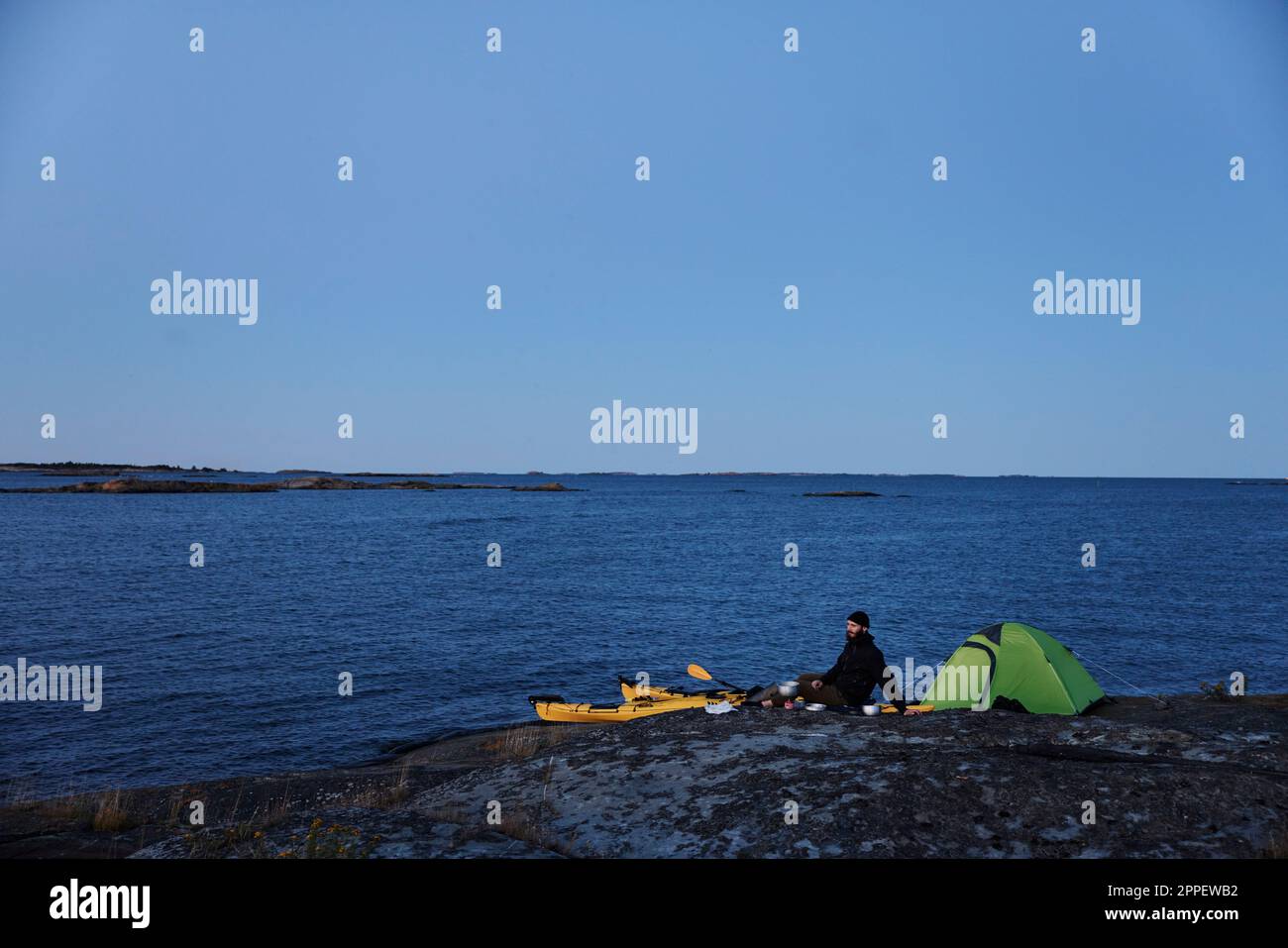 View of tourist camping at sea Stock Photo - Alamy