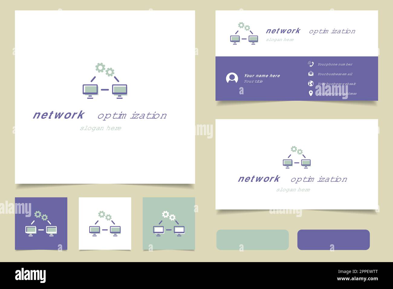 Networking optimization logo design with editable slogan. Branding book ...