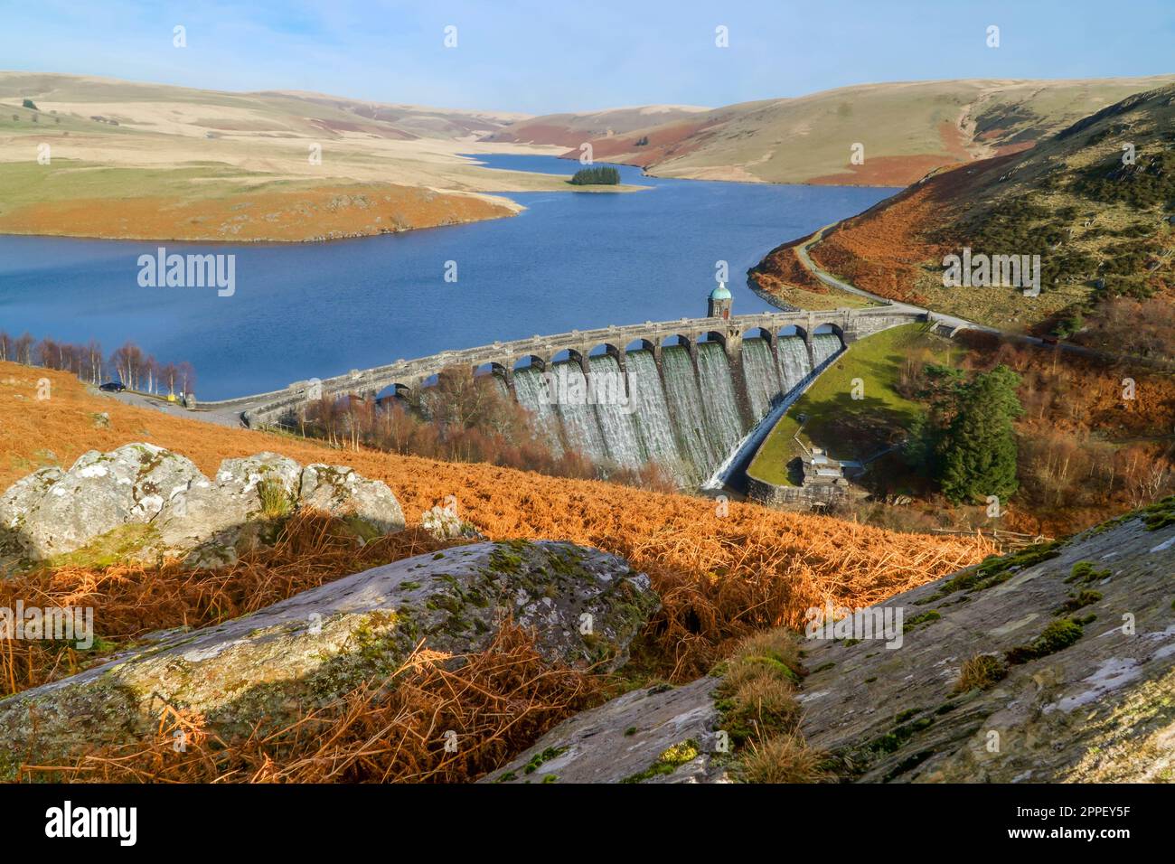 Craig Goch Dam and reservoir Elan Valley Radnorshire Wales UK February ...