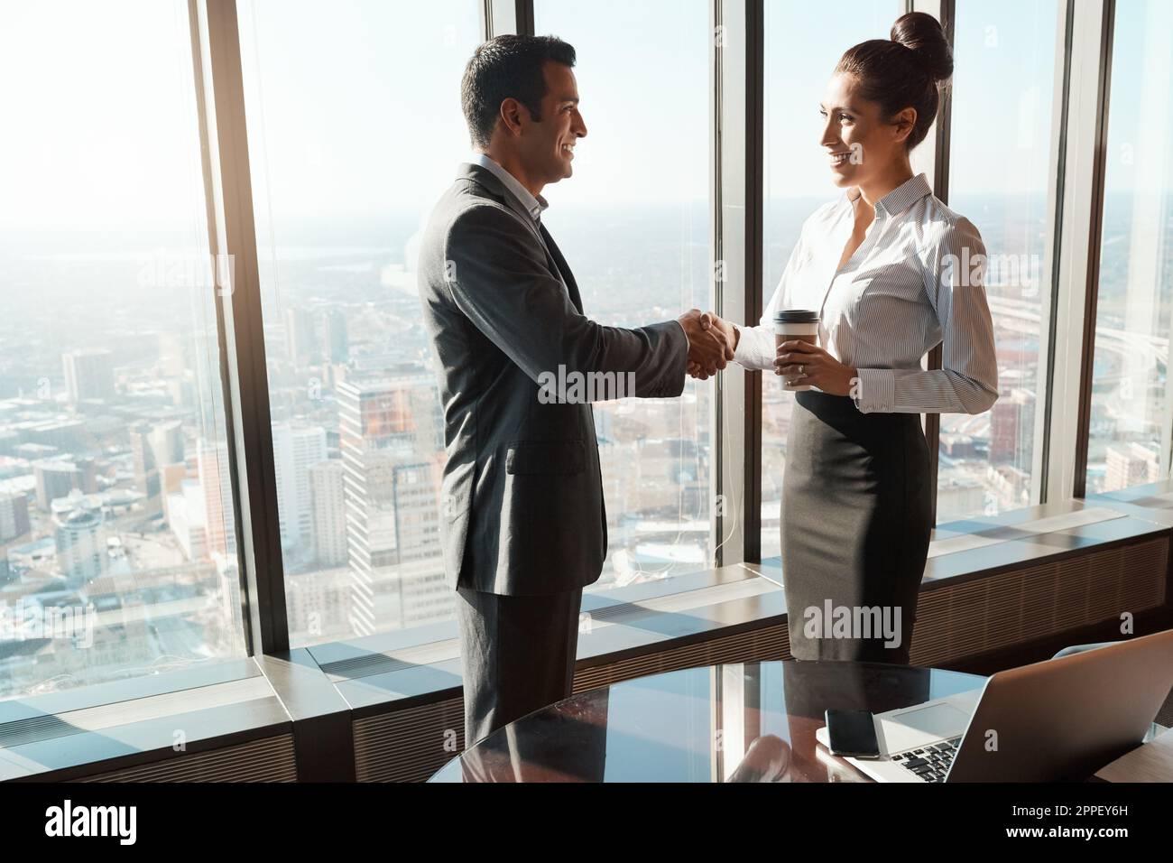 I look forward to what well achieve together. two businesspeople ...