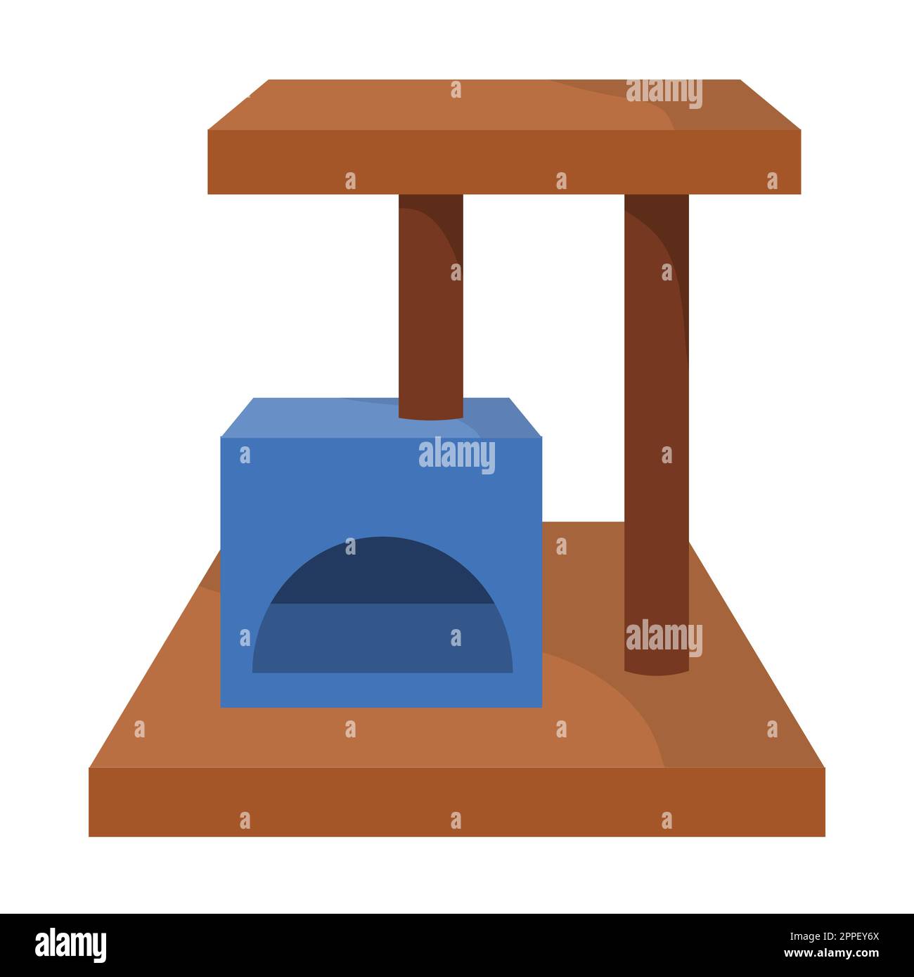 A cat's scratching post with a house. vector isolated illustration ...