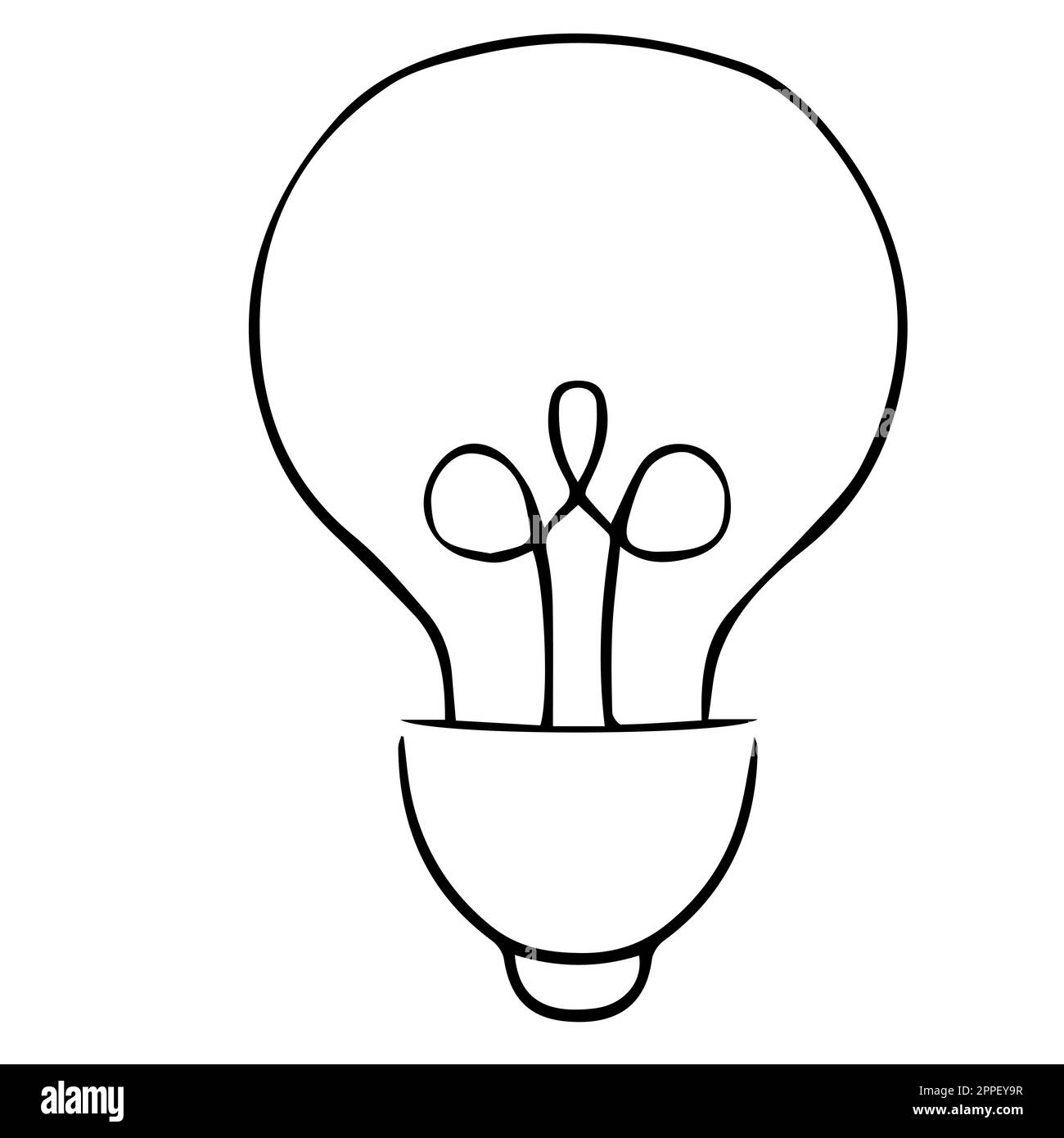 Bulb lamp doodle cartoon comic electricity isolated on white background ...