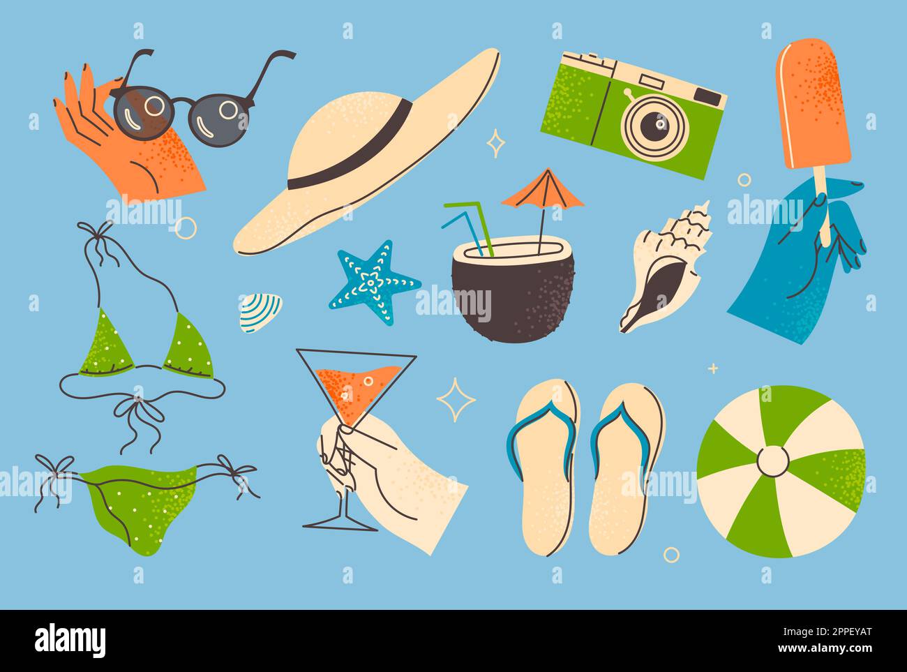 Vector summer set with beach items Stock Vector Image & Art - Alamy
