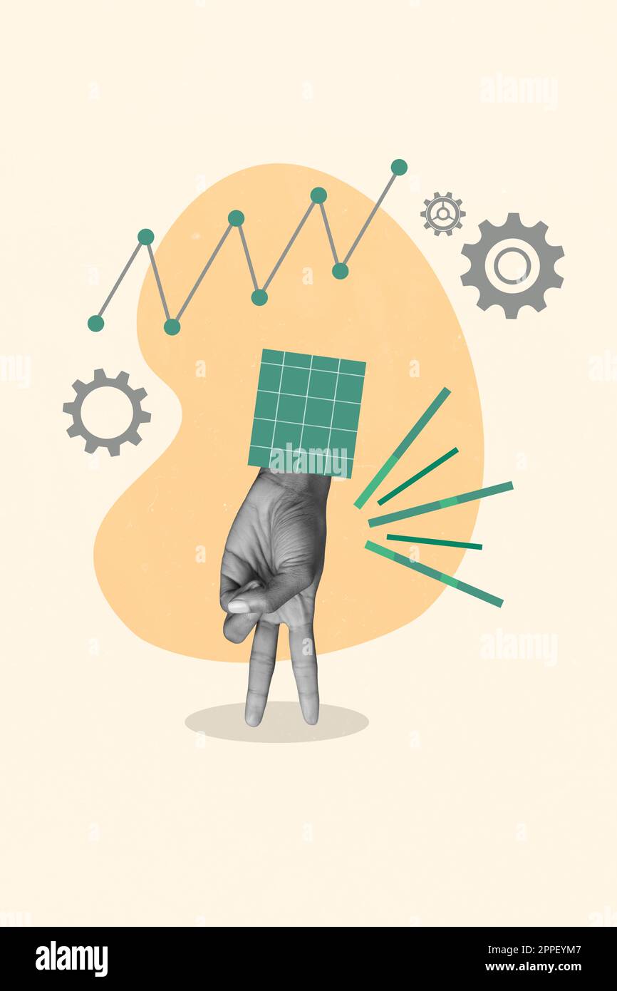 Vertical collage image of black white gamma human arm fingers walk ...