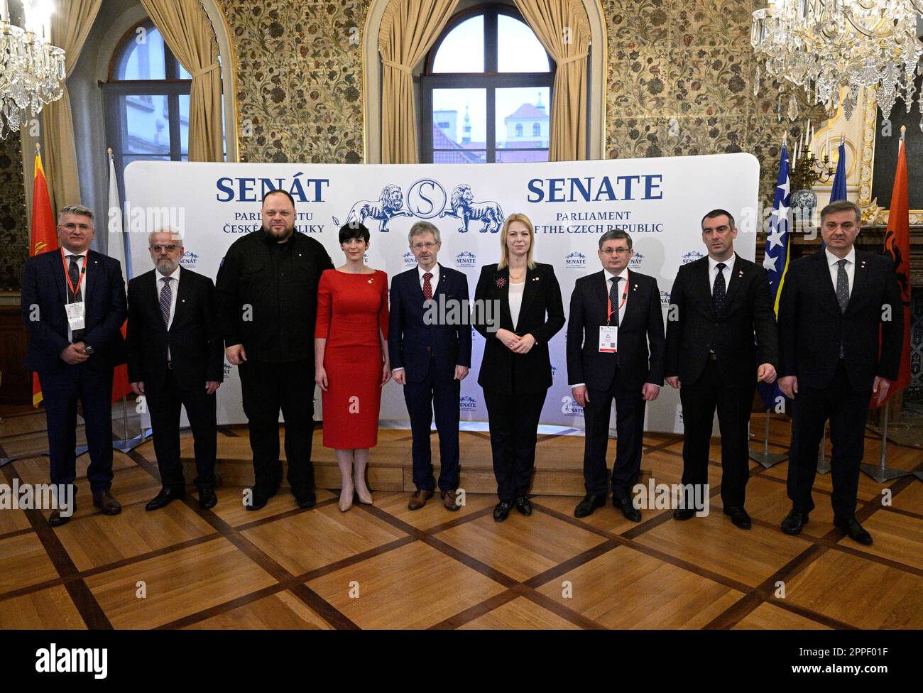 From left Agron Gjekmarkaj of Albania, Talat Xhaferi of Macedonia ...