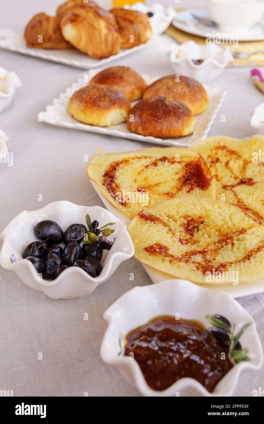 continental breakfast in morocco, Fez, morocco, africa Stock Photo - Alamy