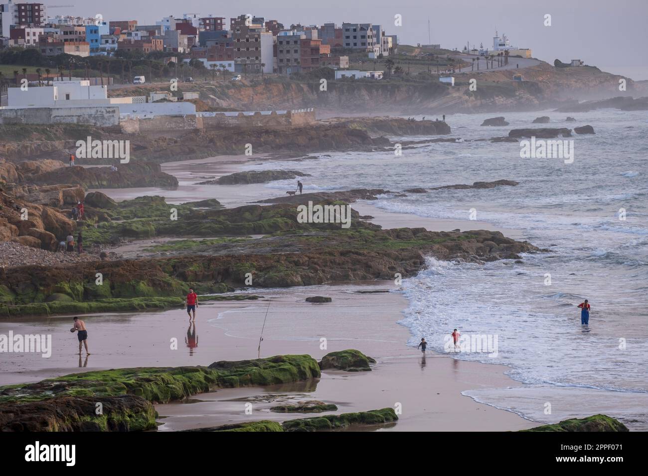 games on the beach during the tide, Asilah, morocco, africa Stock Photo ...
