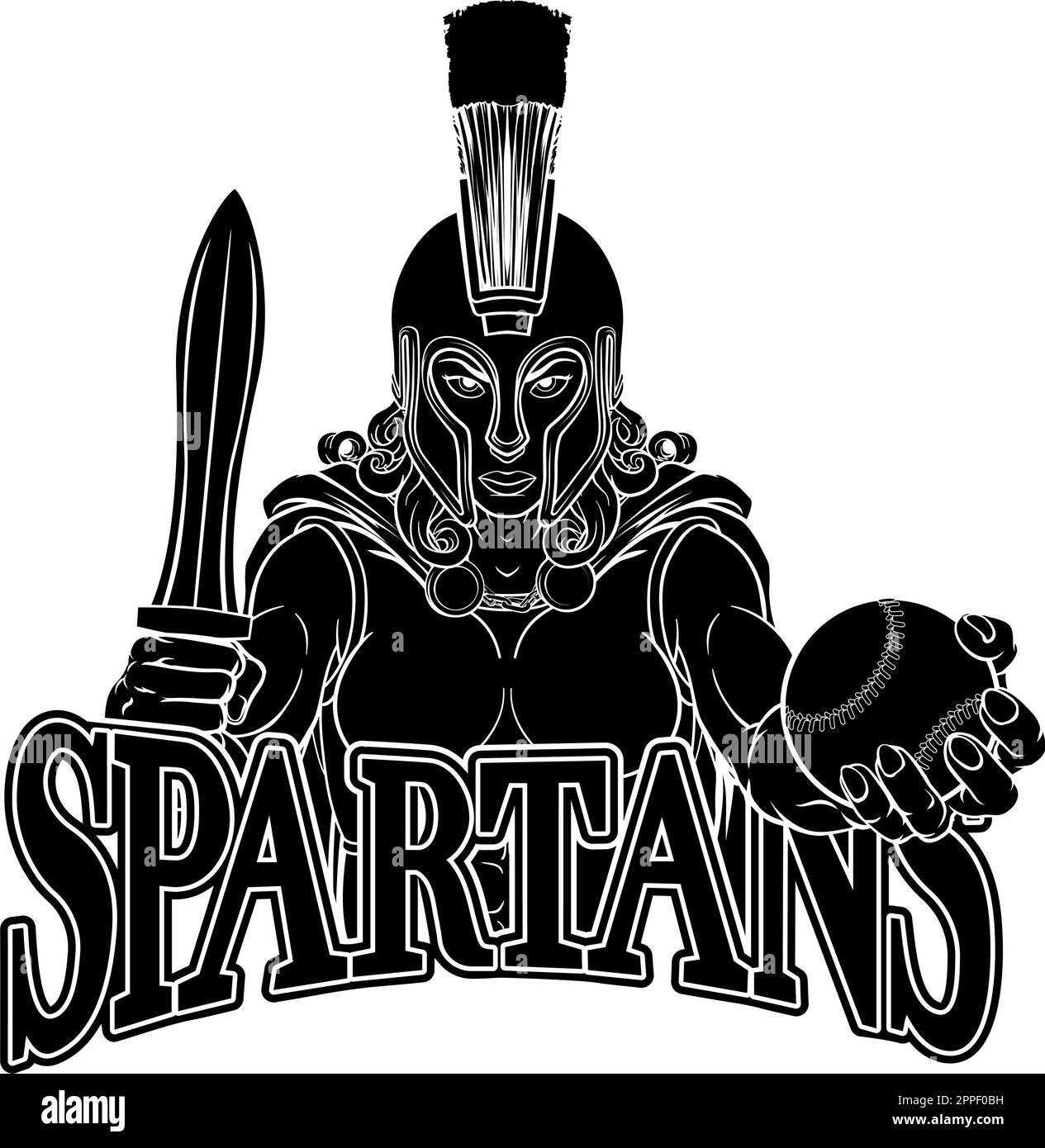 Spartan Trojan Gladiator Baseball Warrior Woman Stock Vector Image ...