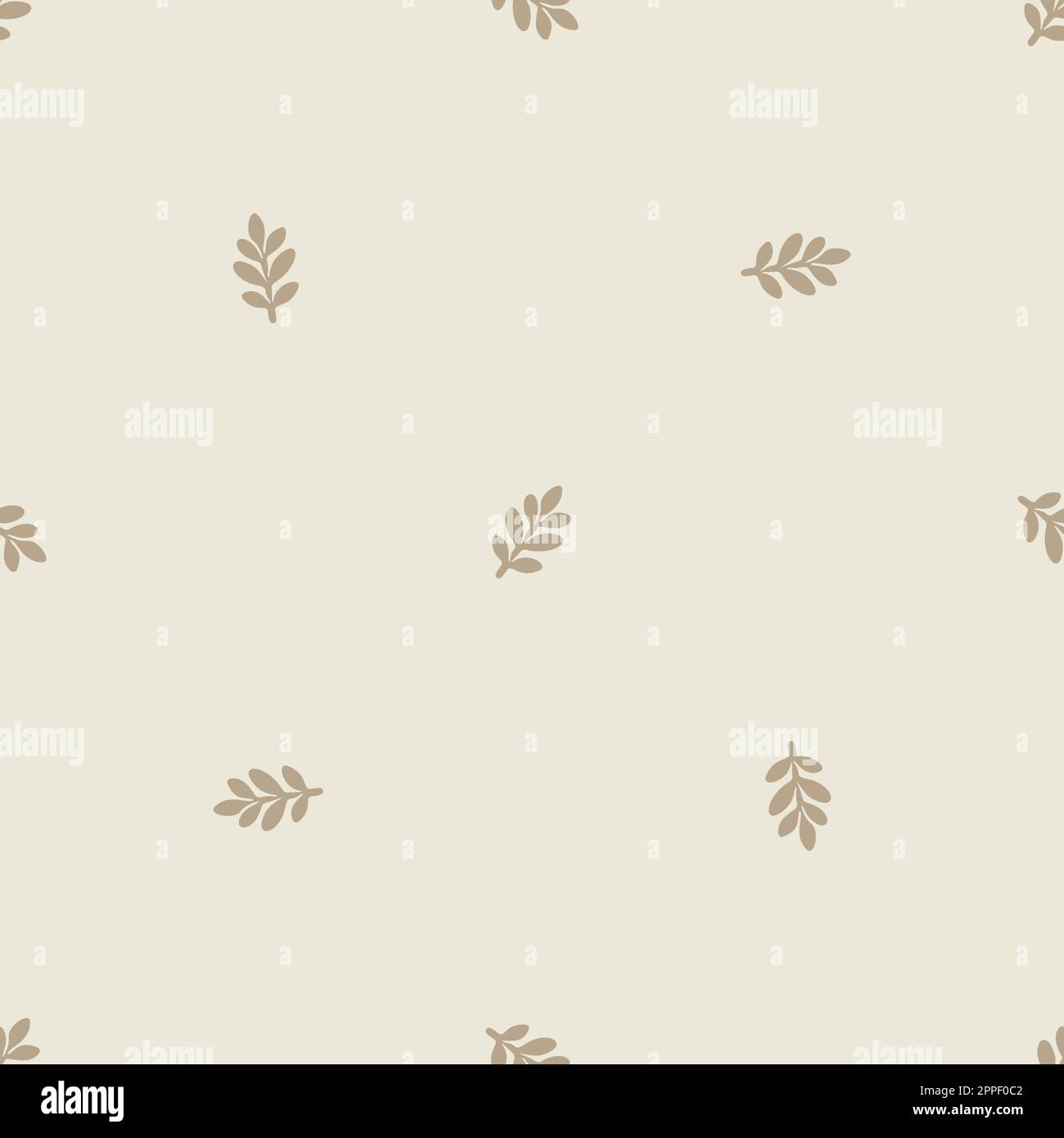 Quirky leaf sprig lino cut motif vector pattern. Seamless decoration of ...