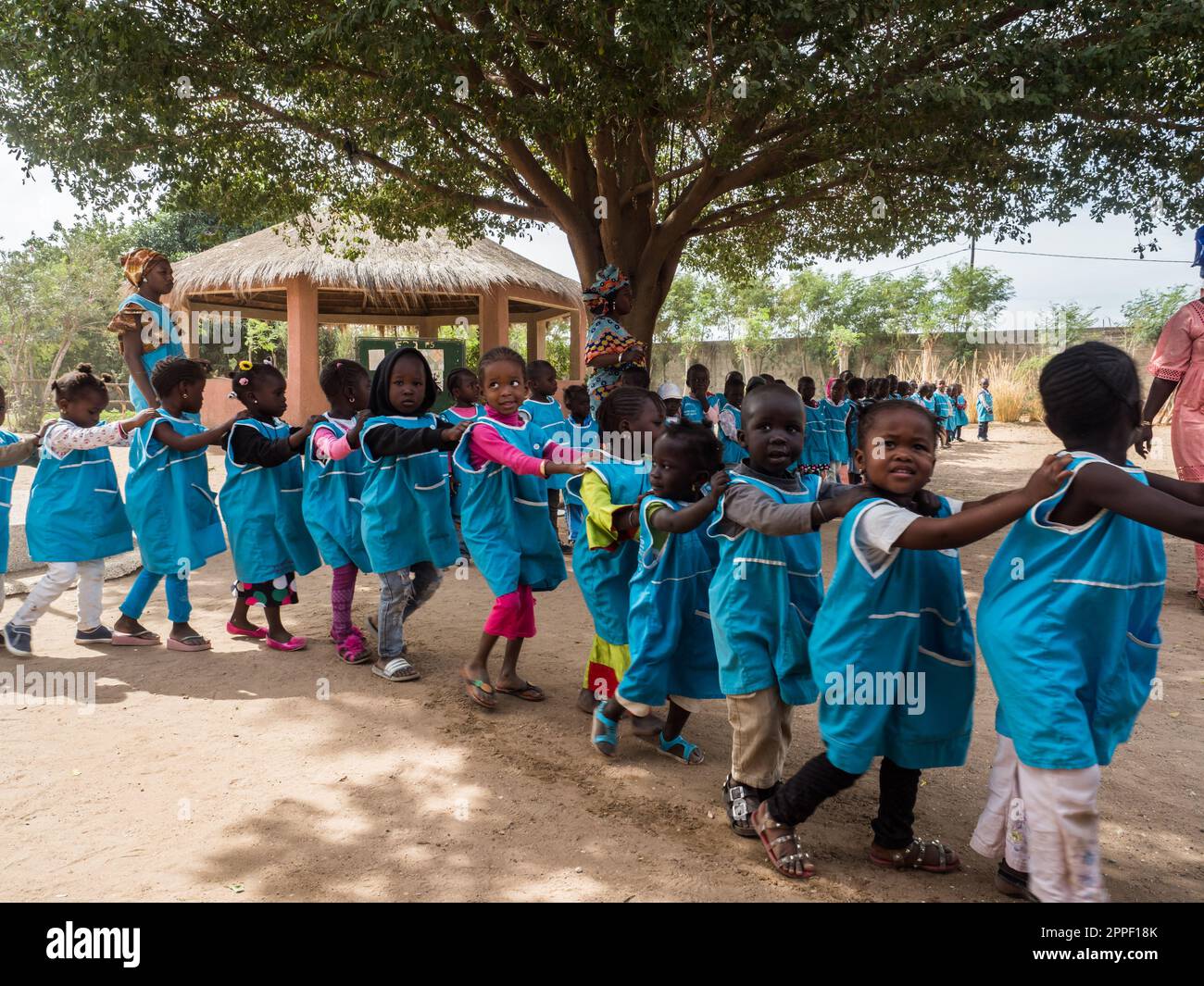 Senegal, Africa - January 2019: African children in uniform in the ...