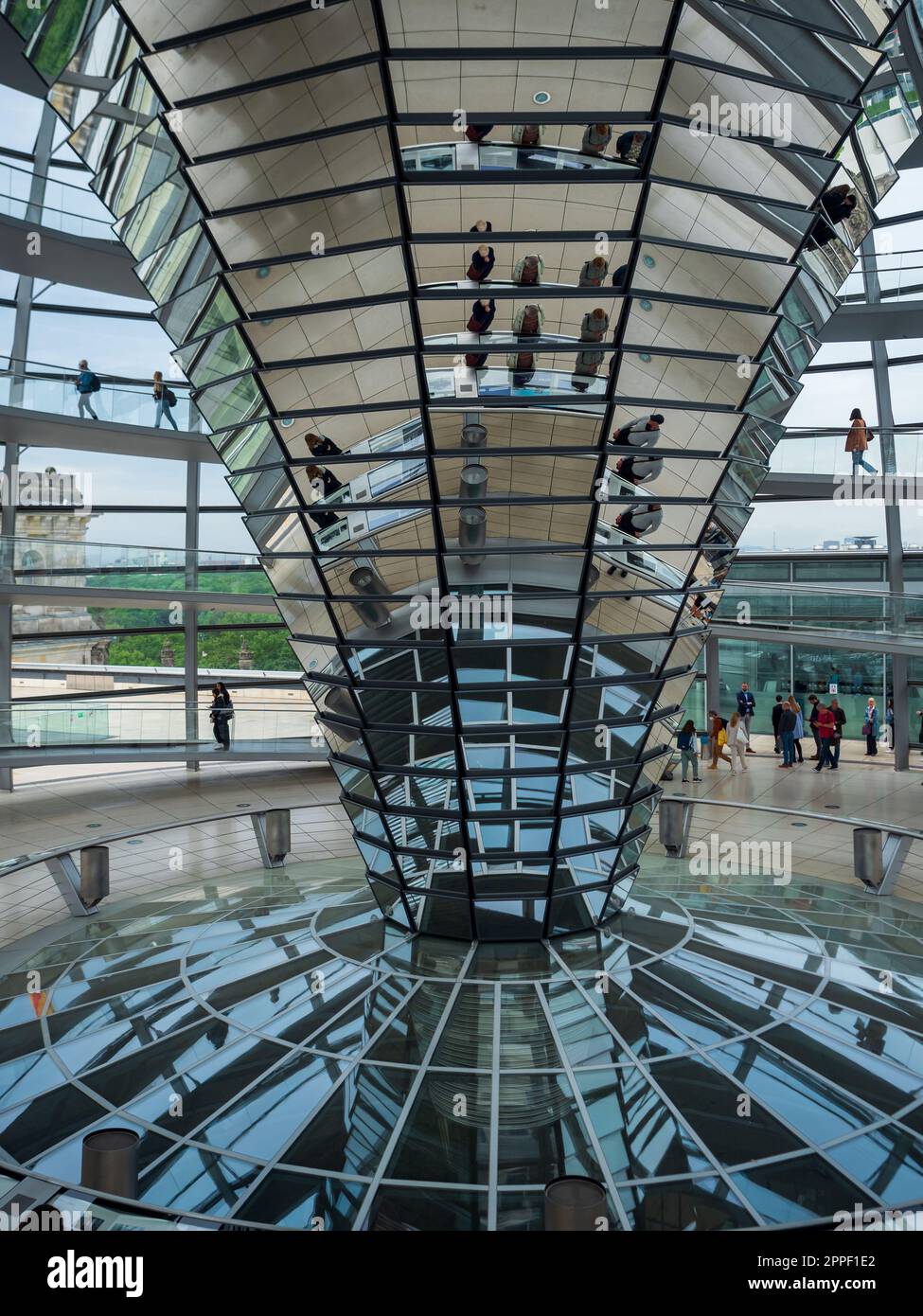 Berlin, Germany - May 2022: View of the Reichstag dome. The dome is a ...