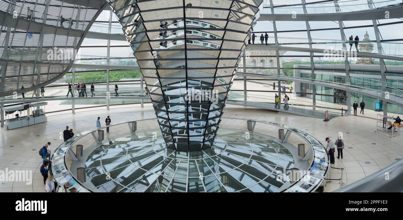 Berlin, Germany - May 2022: View of the Reichstag dome. The dome is a ...
