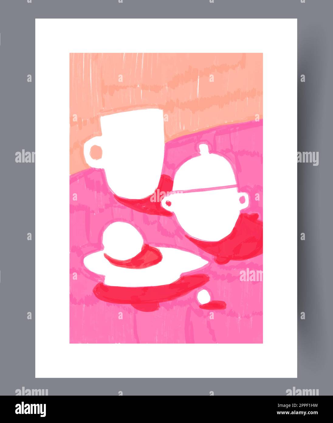 Abstract dishes surreal table wall art print Stock Vector Image & Art ...