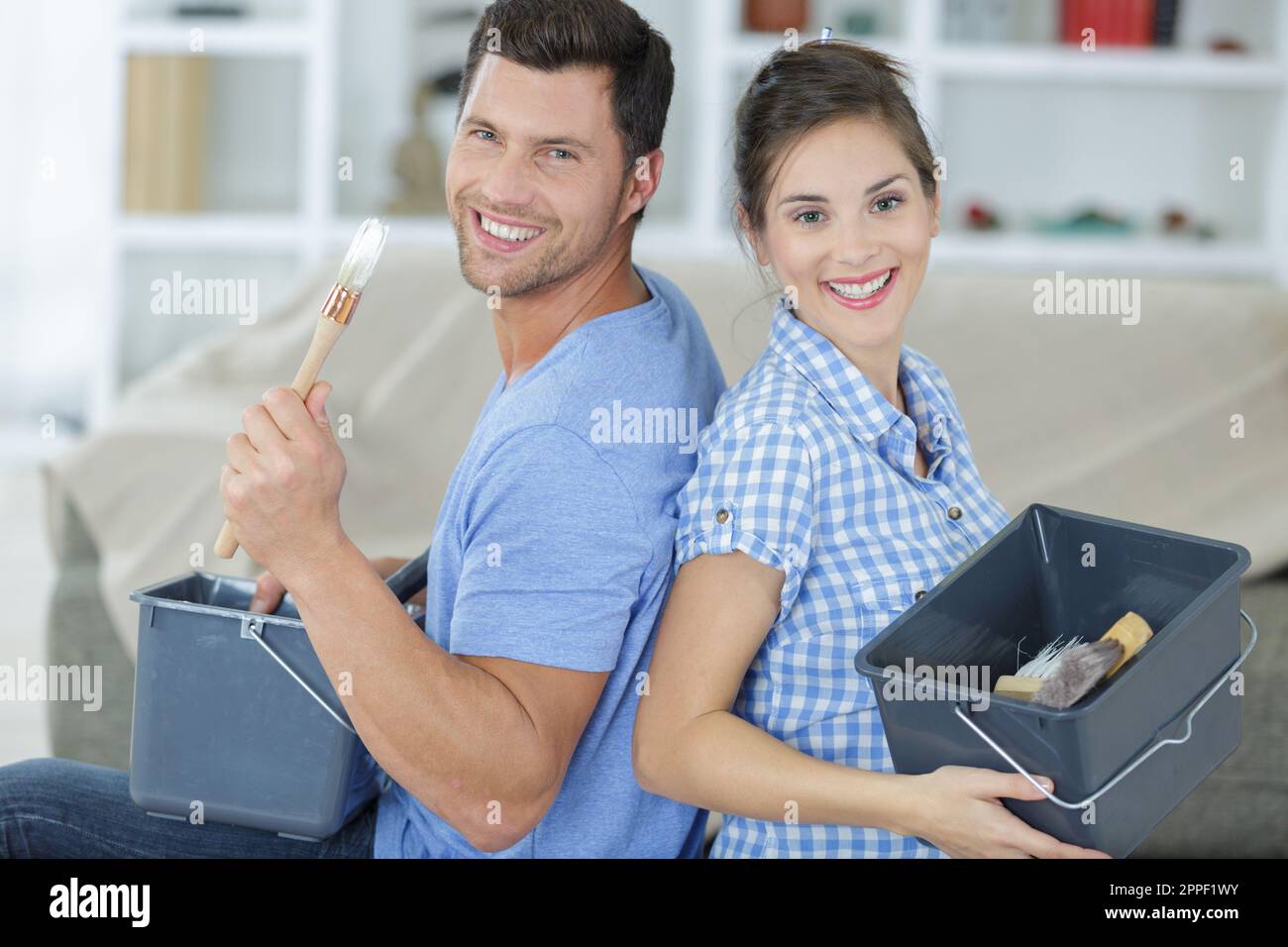 Woman doing diy furniture restoration hi-res stock photography and ...