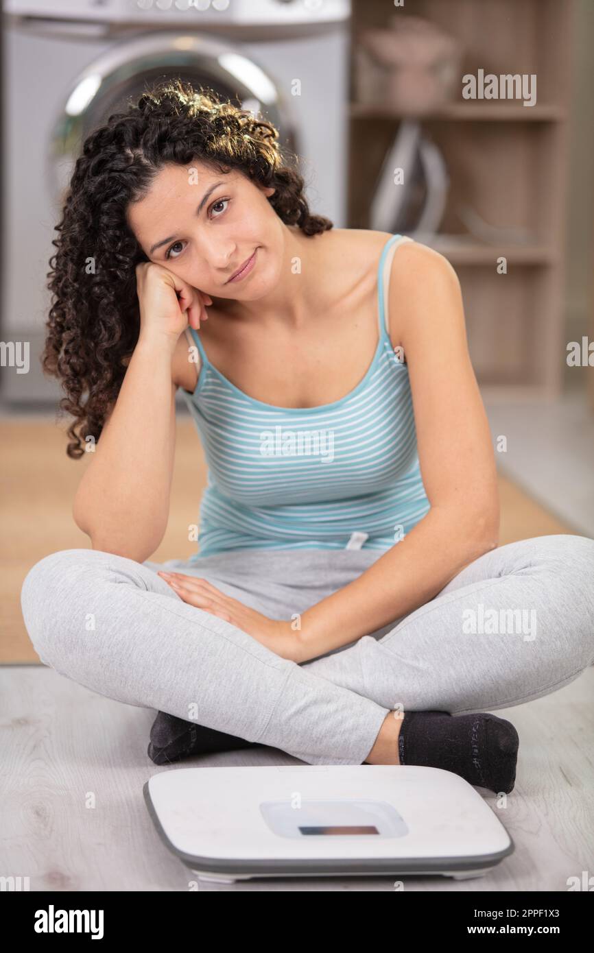 Woman weight gain unhappy hi-res stock photography and images - Alamy