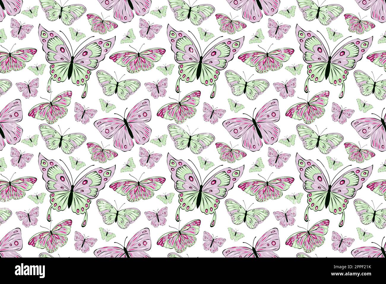 Seamless pattern of butterflies, romantic background Stock Photo - Alamy