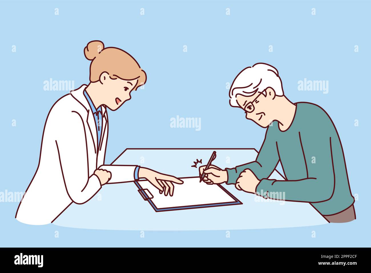 Mature woman signing contract Stock Vector Images - Alamy