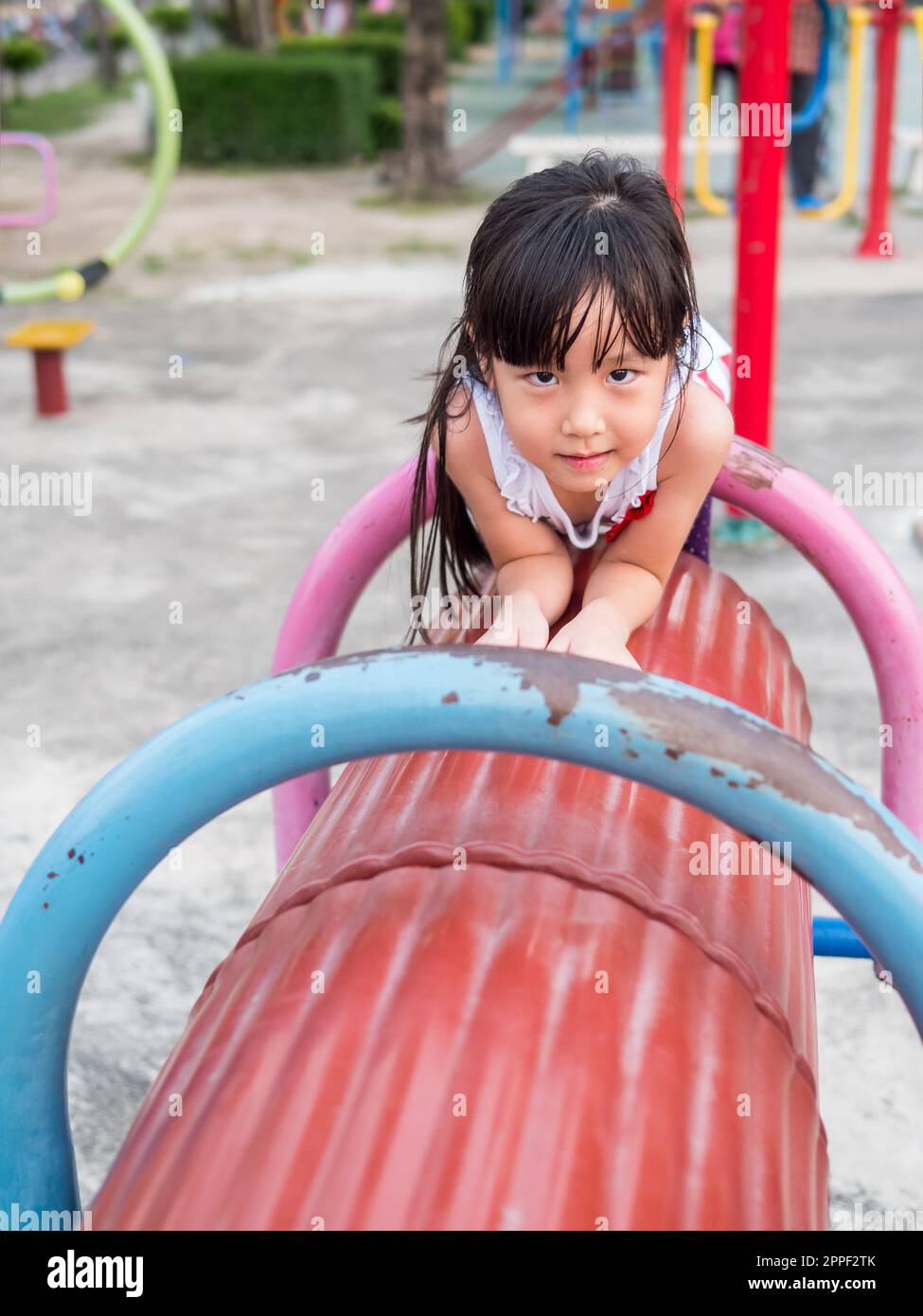 Happy asian baby child playing on playground Stock Photo - Alamy