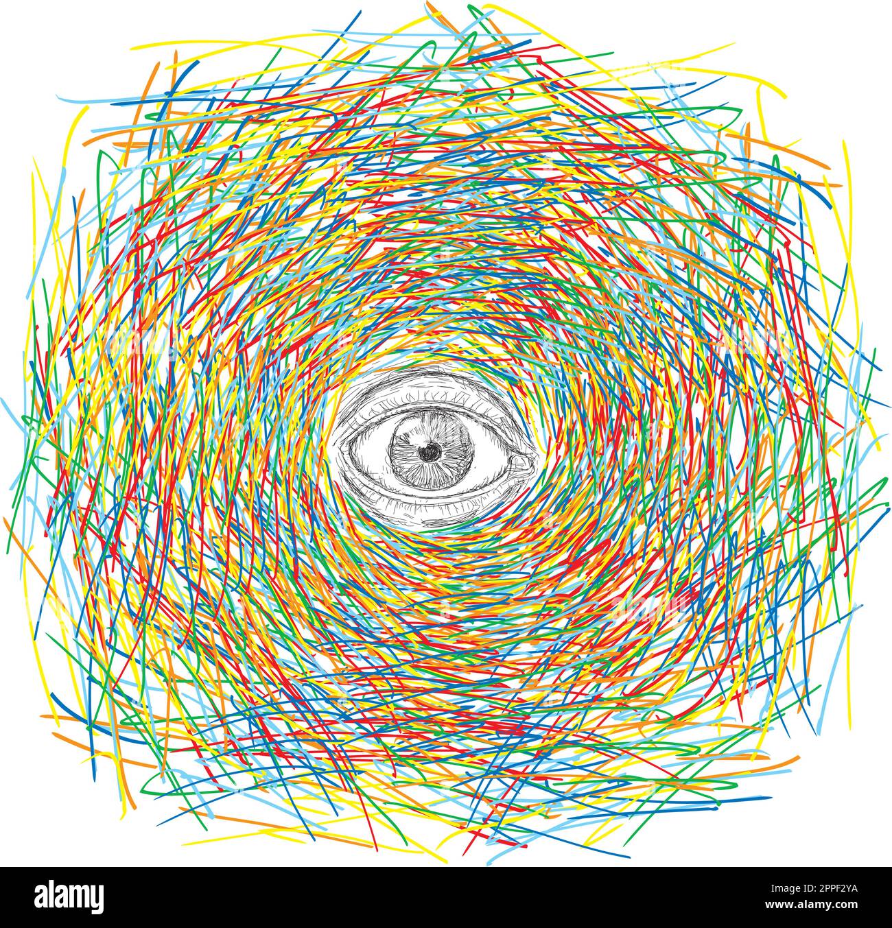 Drawing of an eye looking, psychedelic vector illustration Stock Vector ...